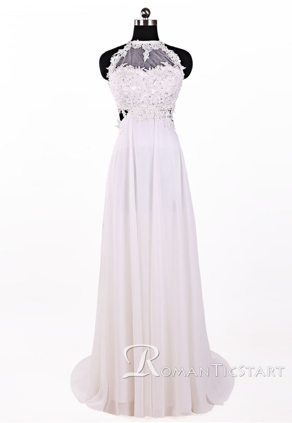 2015 White See Through Backless Wedding Dress With Sequins,sweep Train ...