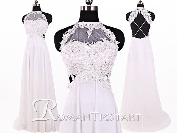 2015 White See Through Backless Wedding Dress With Sequins,sweep Train ...