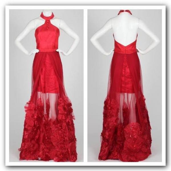 Halter Prom Dresses Floor Length Prom Dress 2015 Second Killed Chiffon ...