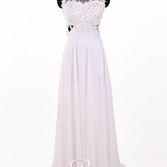 2015 White See Through Backless Wedding Dress With Sequins,sweep Train ...